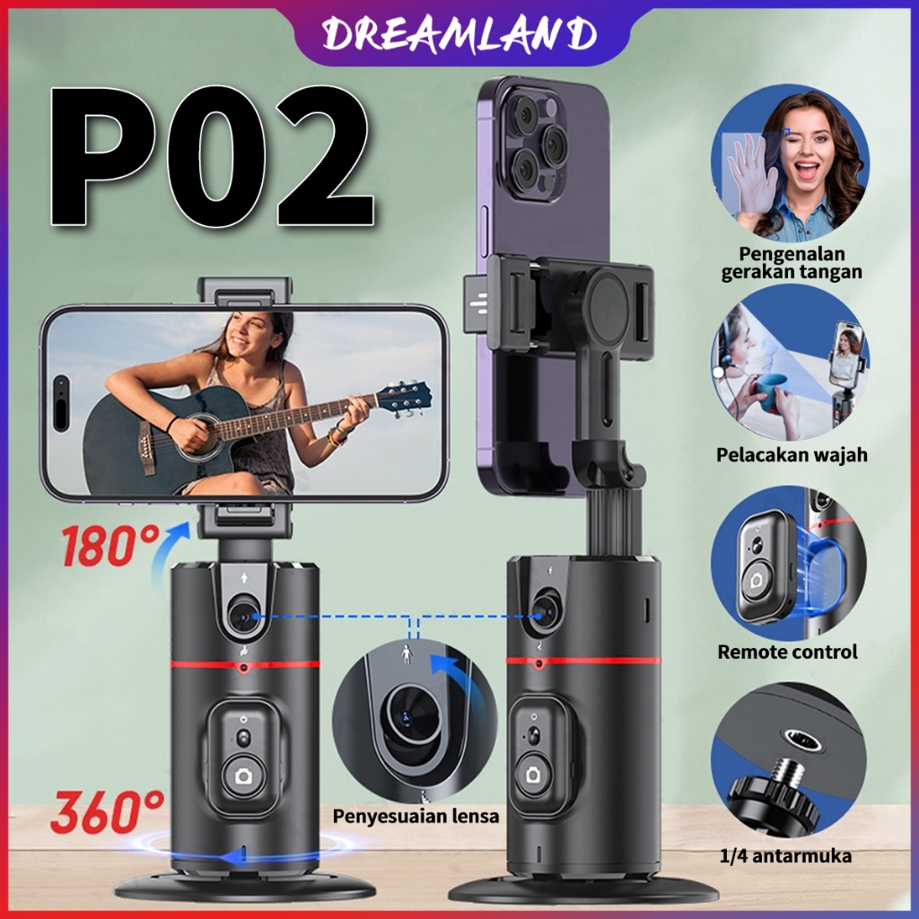 Jual P02 Auto Face Traking Gimbal Kamera 360 Ai Face Traing Gesture ...