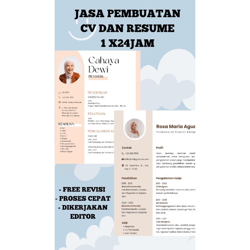 Jual JASA PEMBUATAN CV DAN RESUME MENARIK, DESIGN CV LAMARAN KERJA | Shopee Indonesia