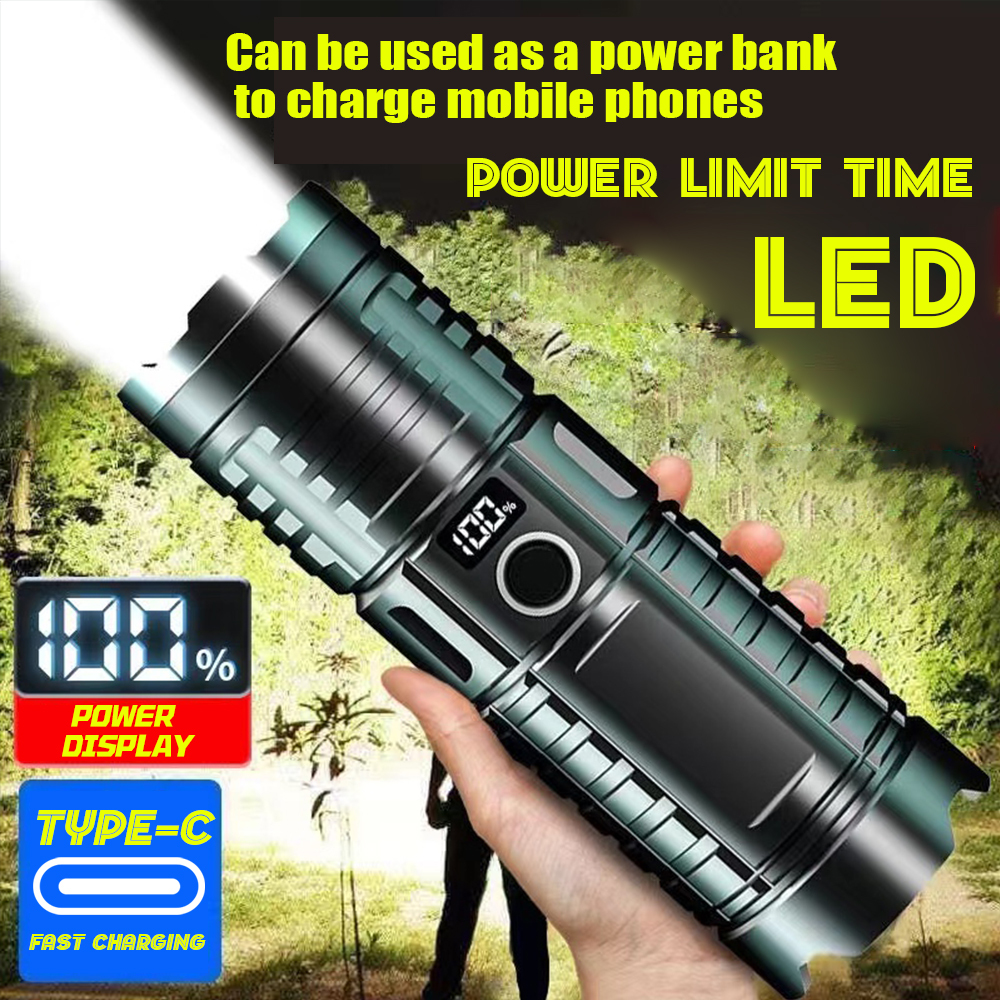 Jual Daya Tinggi LED Senter Tactical Super Terang XHP50 USB Type-C LED ...