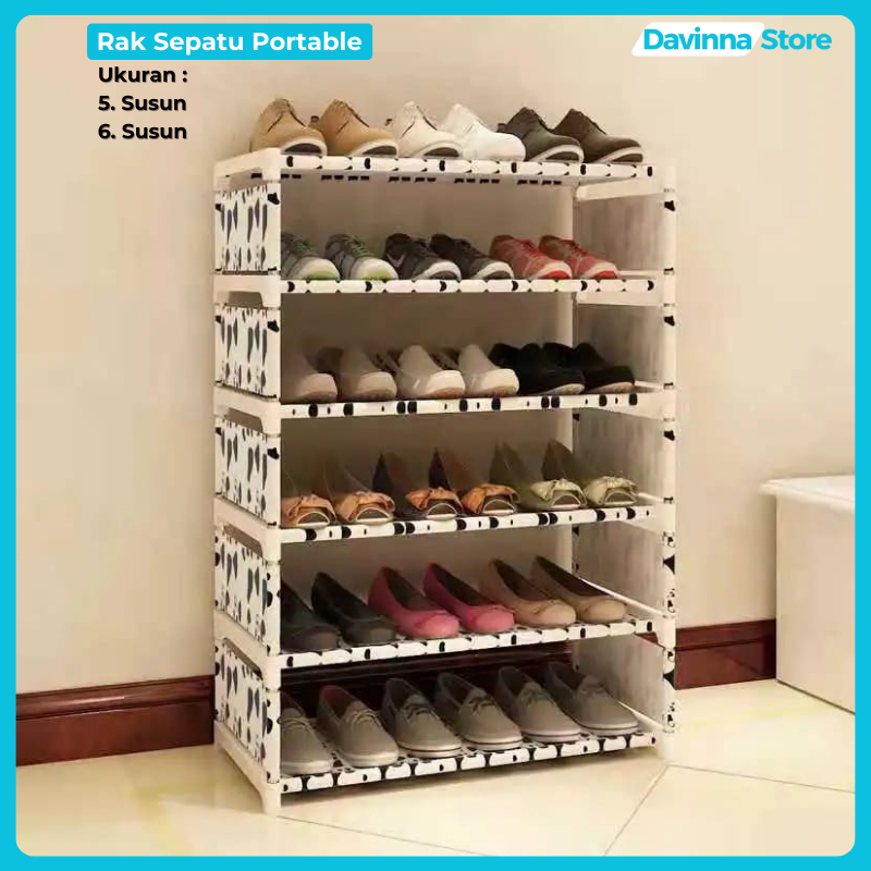 Jual Rak Sepatu Portable 6 Susun Plastik Rak Tempat Penyimpanan Sepatu ...