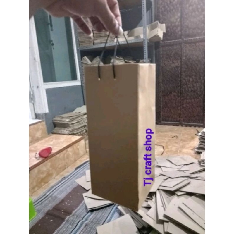 Jual ( Paket 12 pcs ) Paper Bag Botol/Paper Bag 10*10*25/Paper Bag ...