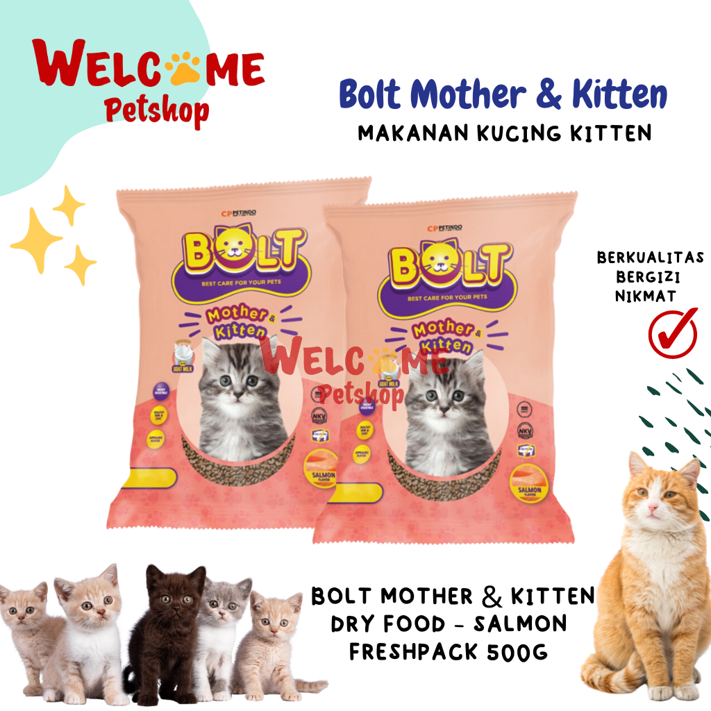 Jual Bolt Mother and Kitten Salmon 500g Makanan Anak Kucing Kitten ...