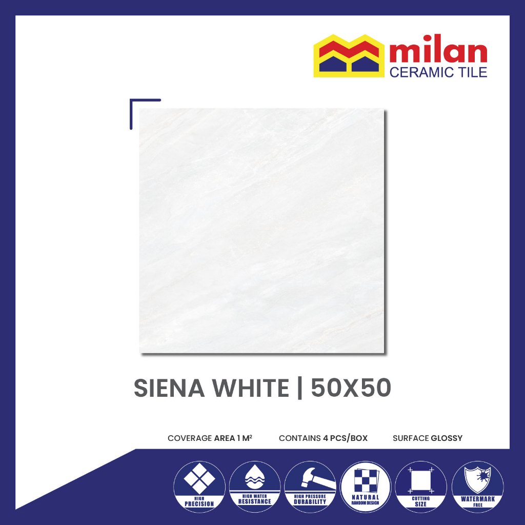 Jual MilanTiles - MILAN Siena White 50x50 cm Keramik Lantai Glossy | Shopee Indonesia