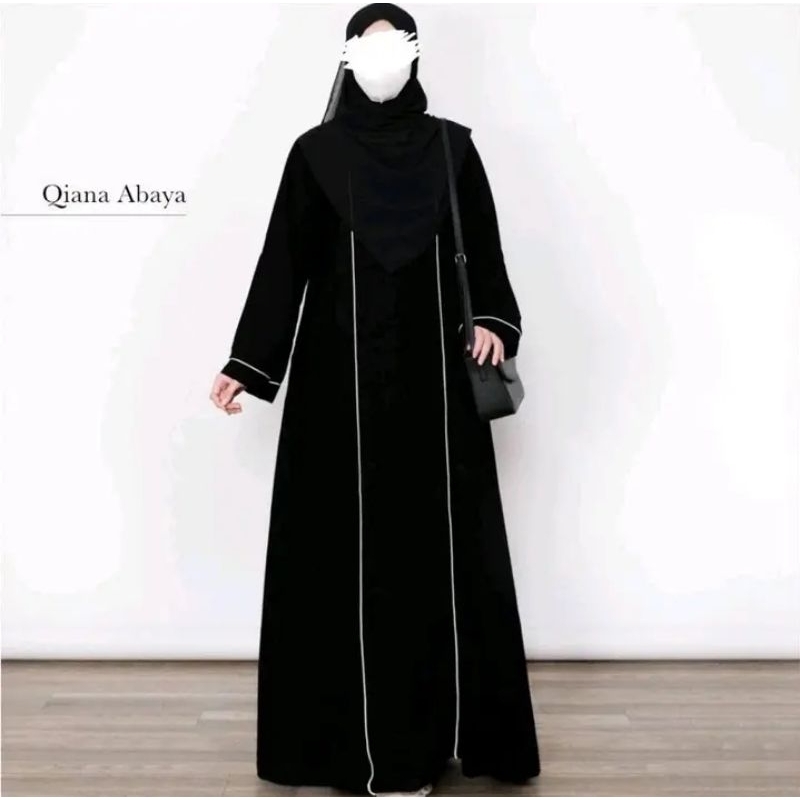 Jual Abaya Qiana hitam polos gamis arab muslimah terbaru 2024 simpel crinkle airflow premium ...