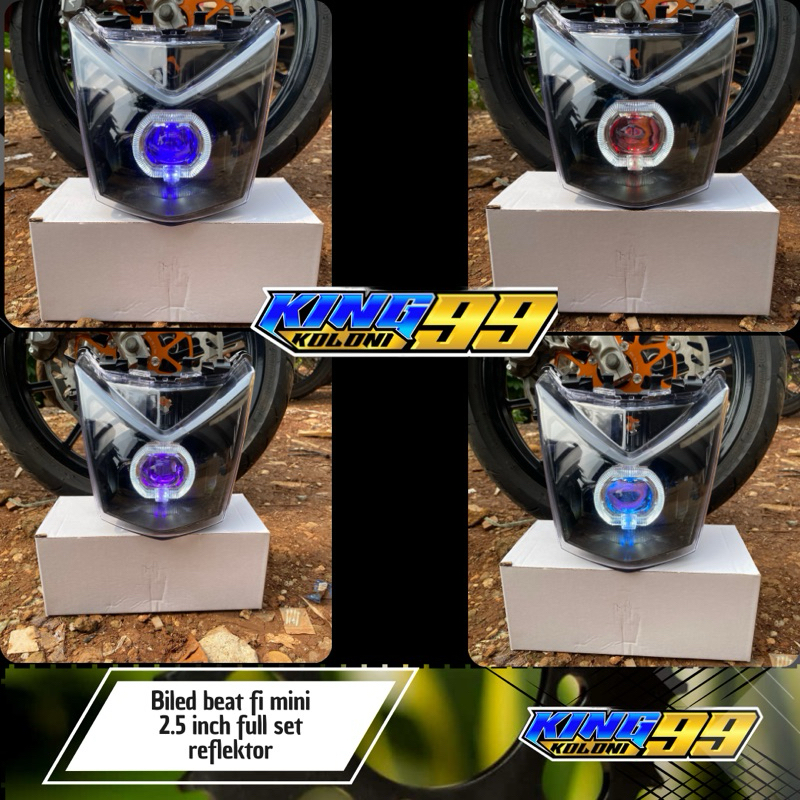 Jual Lampu biled mini beat FI 2.5 inch full set reflektor | Shopee Indonesia