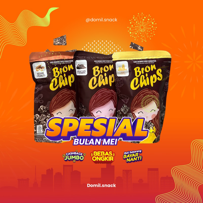 Jual DOMIL - Bronchips Keripik Brownies Keju Kacang Greantea ChocoChips ...