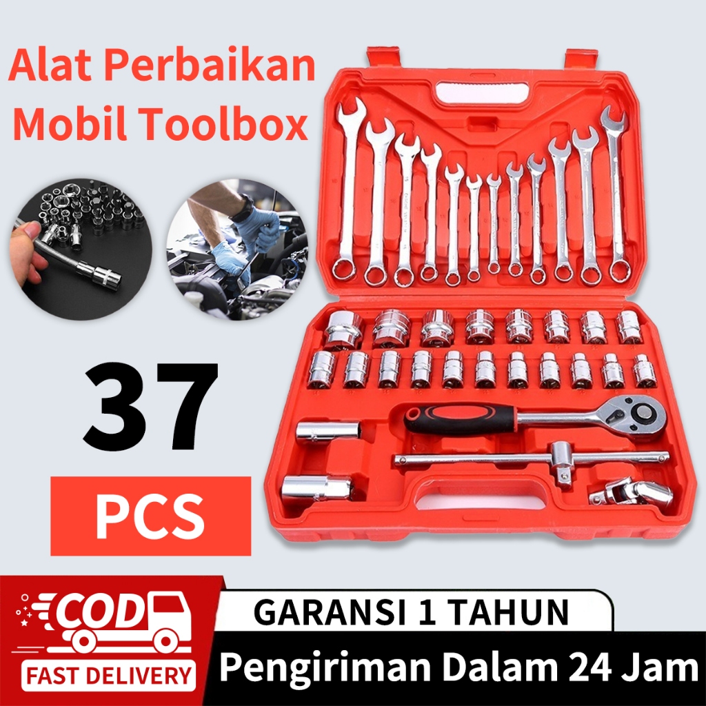 Jual 37pcs Kunci Pas Set Alat Perbaikan Mobil Toolbox/Kunci Set 37pcs ...
