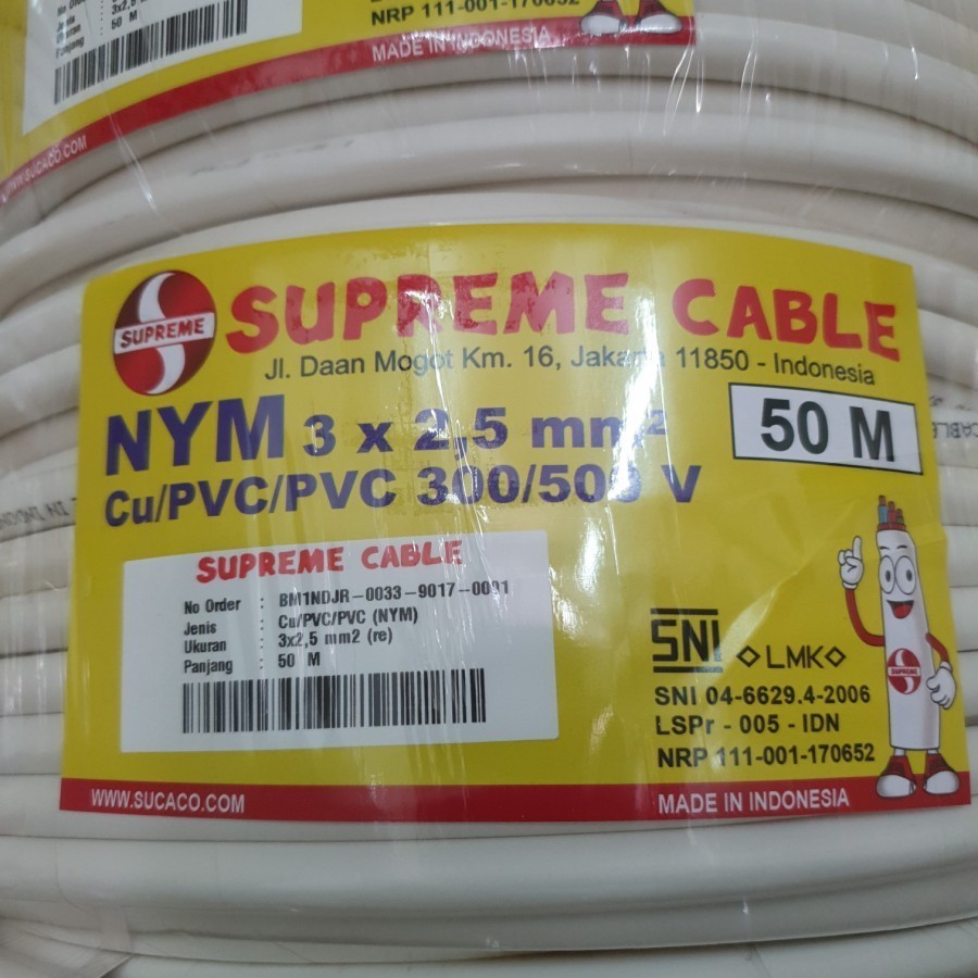 Jual SUPREME Kabel Listrik Kawat NYM 3x2,5 mm 3x2.5 50 Meter (50M) | Shopee Indonesia