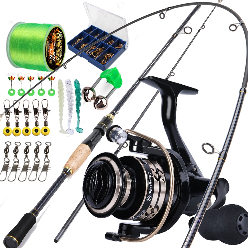 Jual Joran Pancing Full Set Sougayilang Carbon Fiber 1.8m 2 Sections with Aluminum Spool 1000 ...