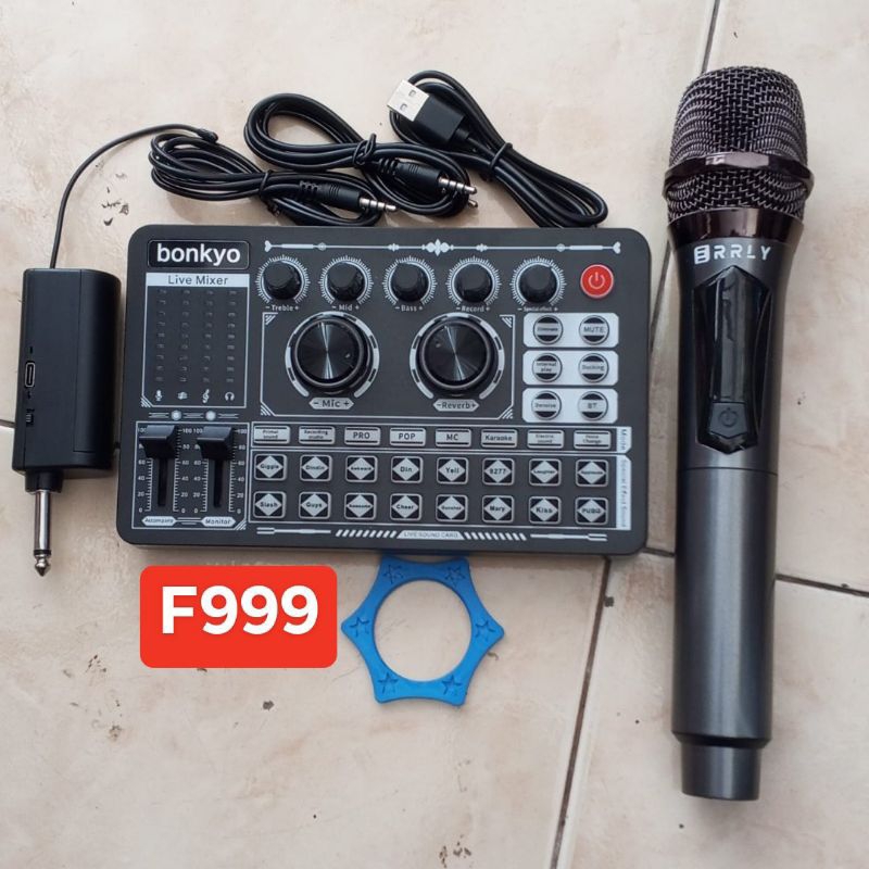 Jual Alat Karaoke Sound Card F999 F998 V8S + Mic Wireless Bisa Di cas ...