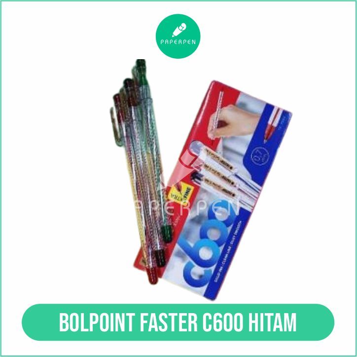 Jual [1PAK 12PCS] Bulpoin/Bulpen/Pulpen Faster C600 Hitam | Shopee ...