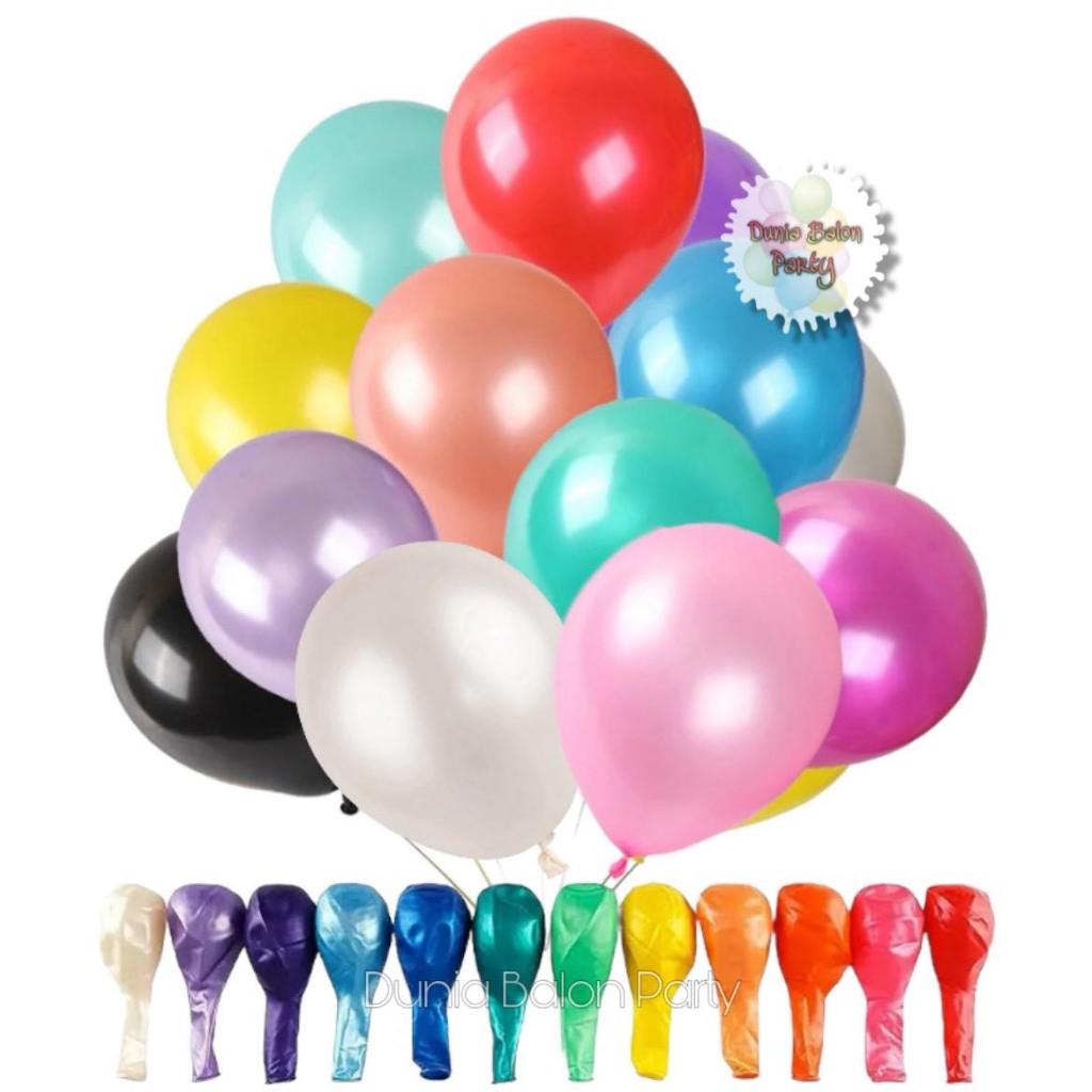 Jual Balon Latex Metalik / Balon Karet Polos Perpack 12 Inc ( isi 100 ...