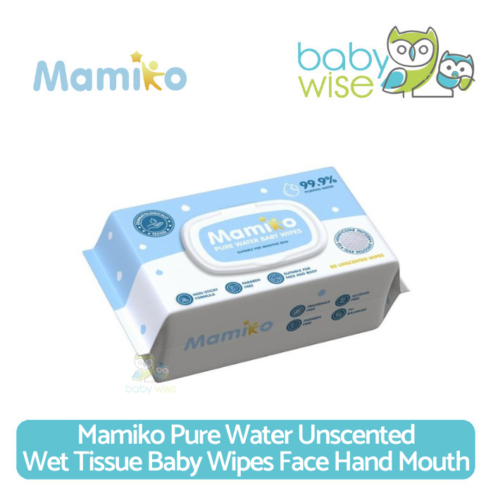 Jual Mamiko Pure Water Unscented Wet Tissue Baby Wipes Face Hand Mouth ...