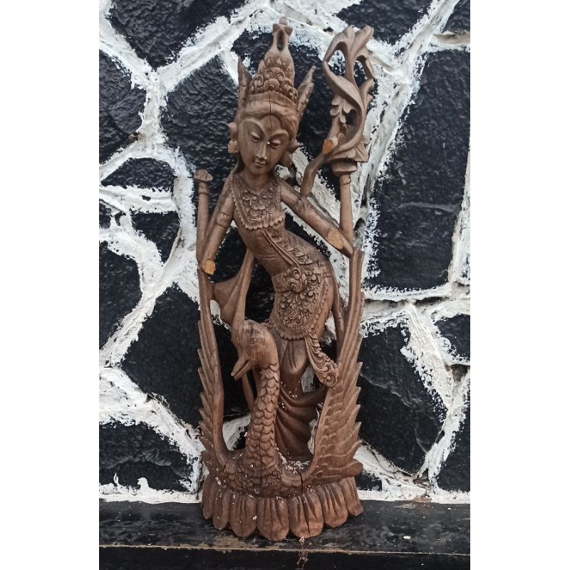 Jual Patung kayu jati Langka Vintage Putri DewiSri penari Bali T:60cm ...