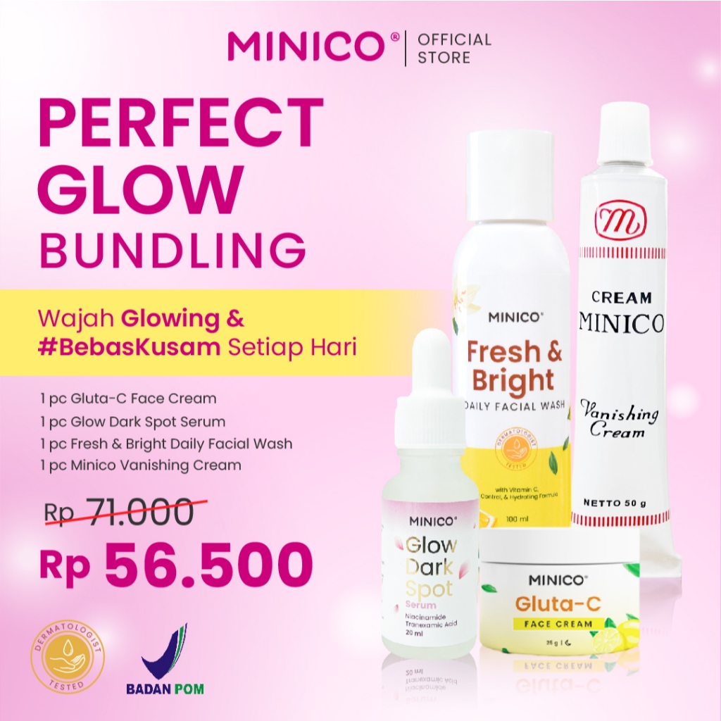 Jual Minico 4in1 Perfect Glow Paket Bundle Skincare BPOM Face Wash ...