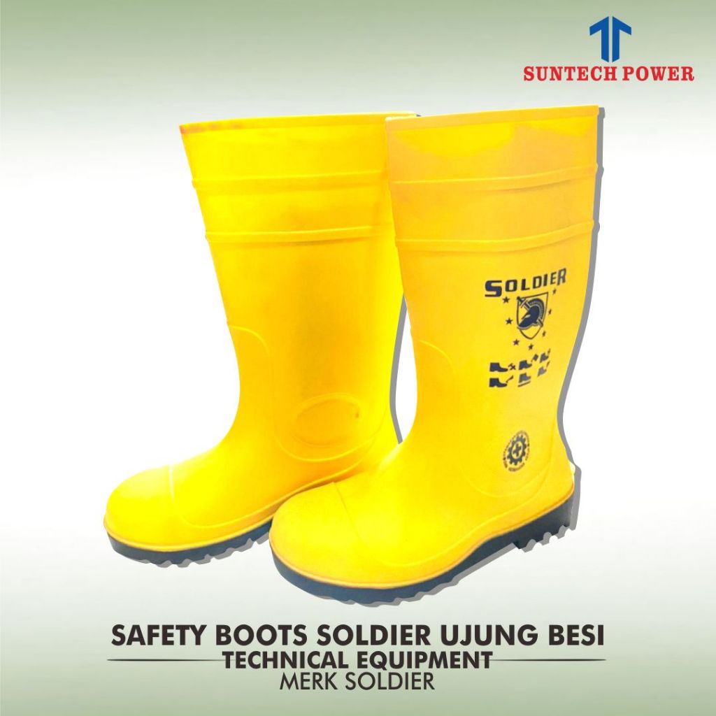 Jual Sepatu Safety Boot Merk Soldier Kuning Rubber Bot Ujung Besi ...