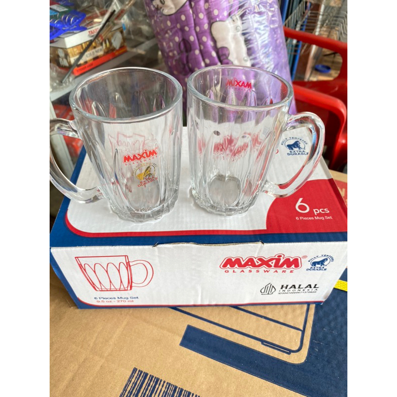 Jual GELAS KACA MAXIM 1 SET isi 6 PCS Ukuran 270 ML | Shopee Indonesia