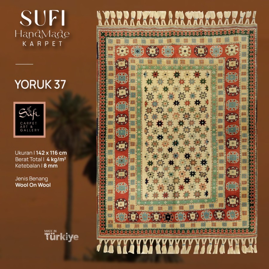 Jual Karpet Handmade Made in Turki Yoruk 37 Red Cream 142x116 Cm ...