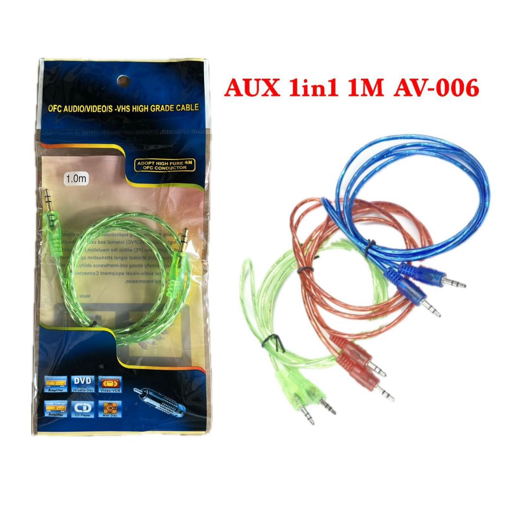 Jual Kabel Aux 1in1 1M AV-006 Transparan Cable Audio Aux 1x1 | Shopee ...