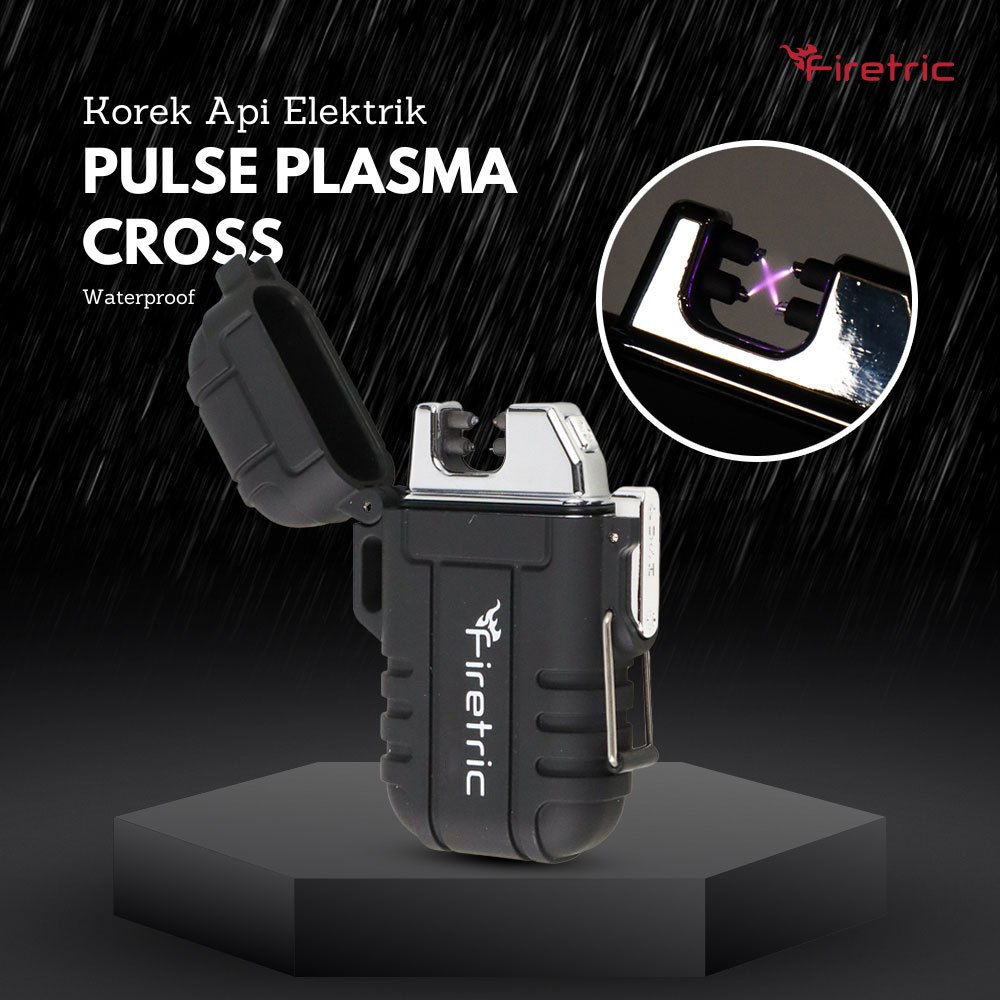 Jual Firetric Korek Api Elektrik Pulse Plasma Cross Waterproof - F1201 - Black | Shopee Indonesia