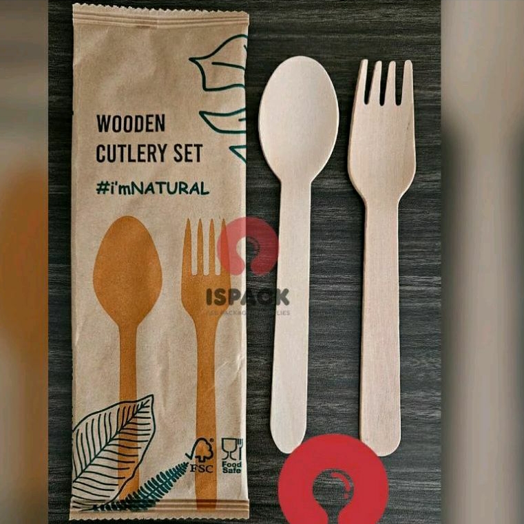 Jual Cutlery Set Sendok Kayu + Garpu Kayu | Shopee Indonesia
