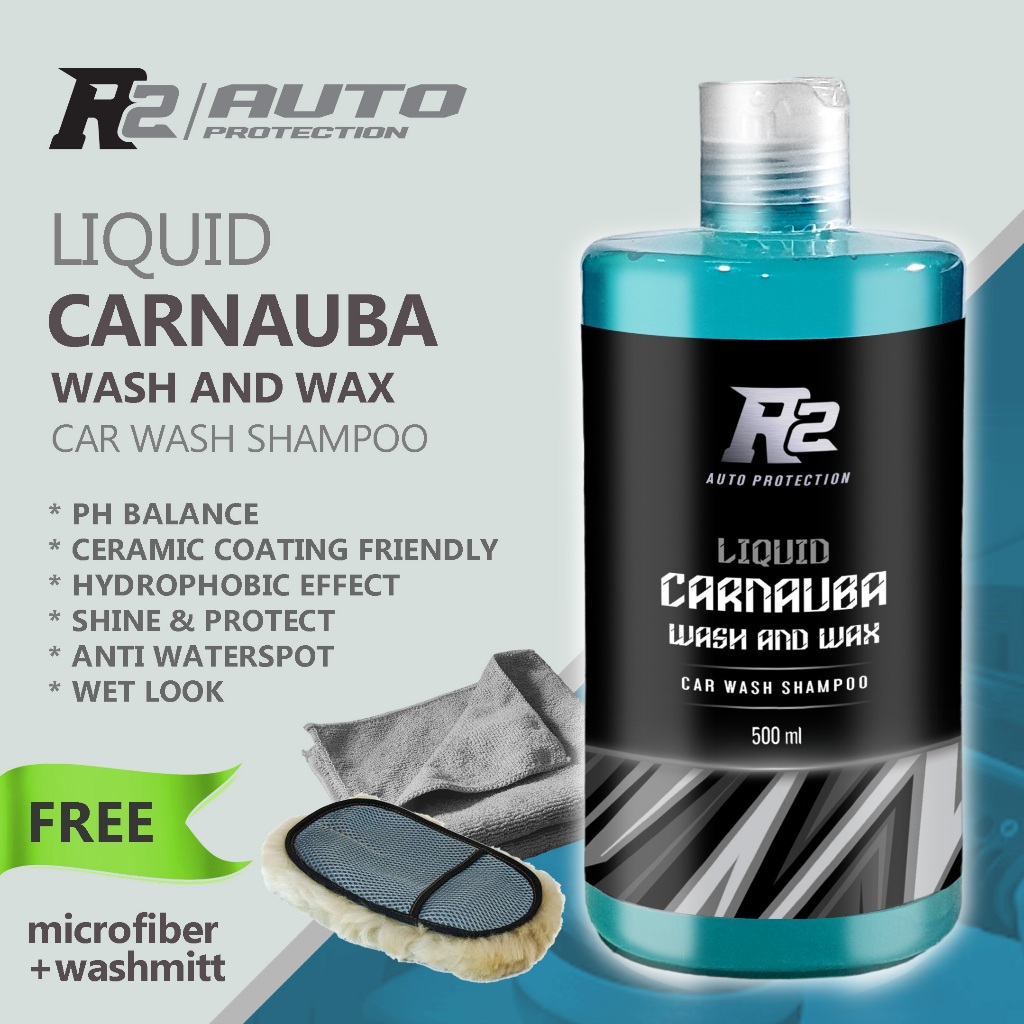 Jual R2 Liquid Carnauba Wash And Wax Car Wash Shampoo Mobil Motor ...