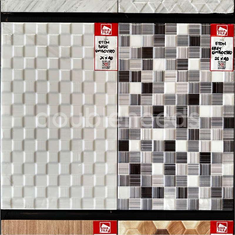 Jual KERAMIK DINDING ETON 25x40 / KERAMIK DINDING MOTIF KOTAK KOTAK ...