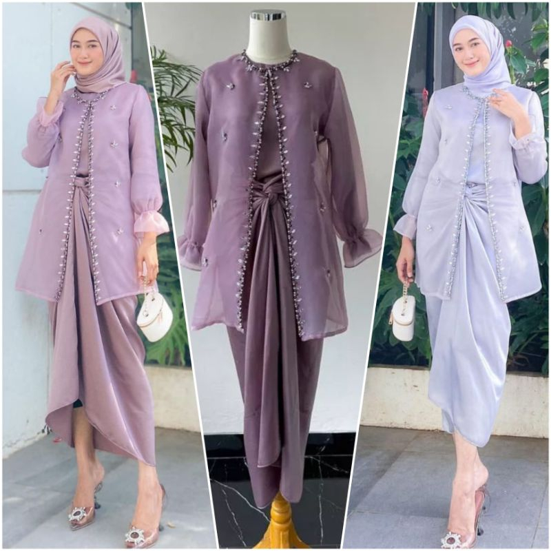 Jual ( FREE HIJAB ) ONESET JEMMA ORGANZA PREMIUM OUTFIT KONDANGAN ...