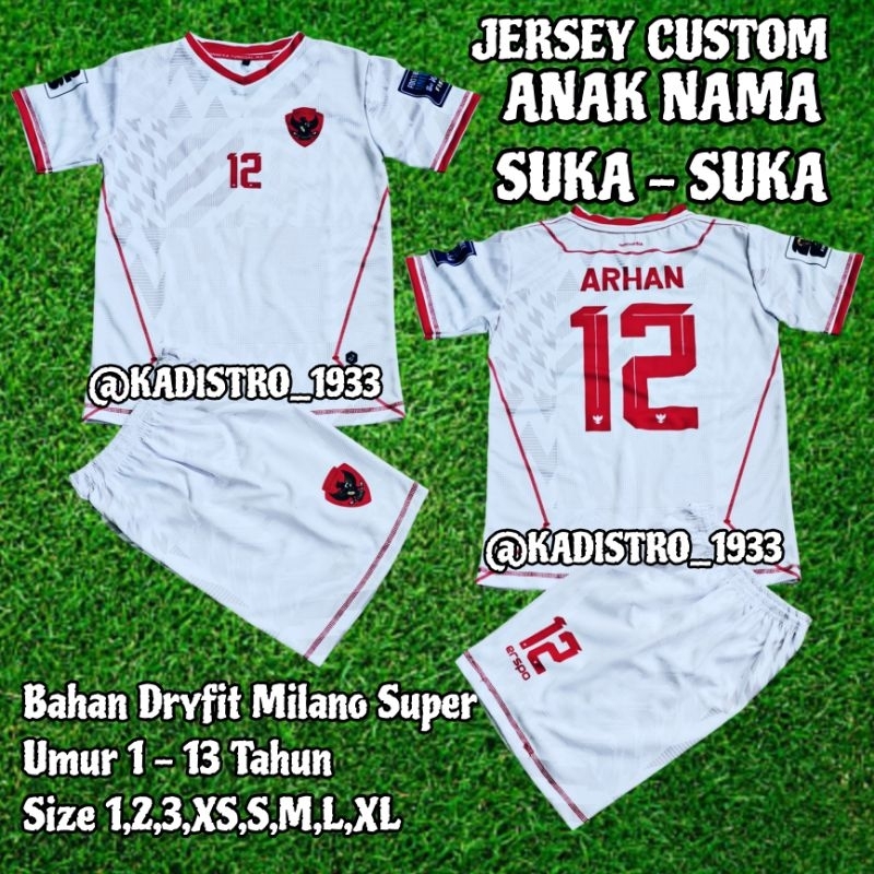 Jual Jersey custom nama anak timnas indonesia away 2024 terbaru / setelan Jersey custom nama dan ...