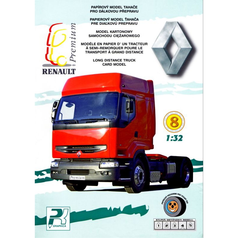 Jual Lembaran pola papercraft truck renault premium skala 1:32 (OP-Aa2 ...
