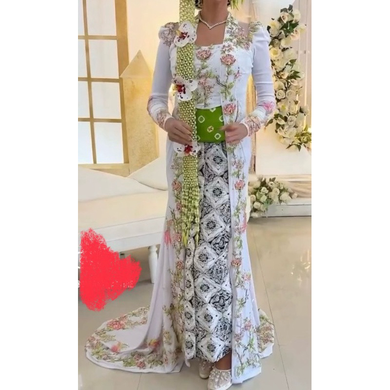Jual kebaya bludru putih pengantin full payet | Shopee Indonesia