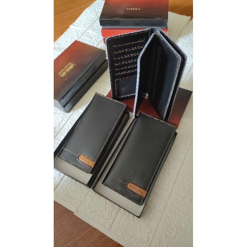 Jual dompet panjang lipat kulit sapi variasi merk hitam | Shopee Indonesia