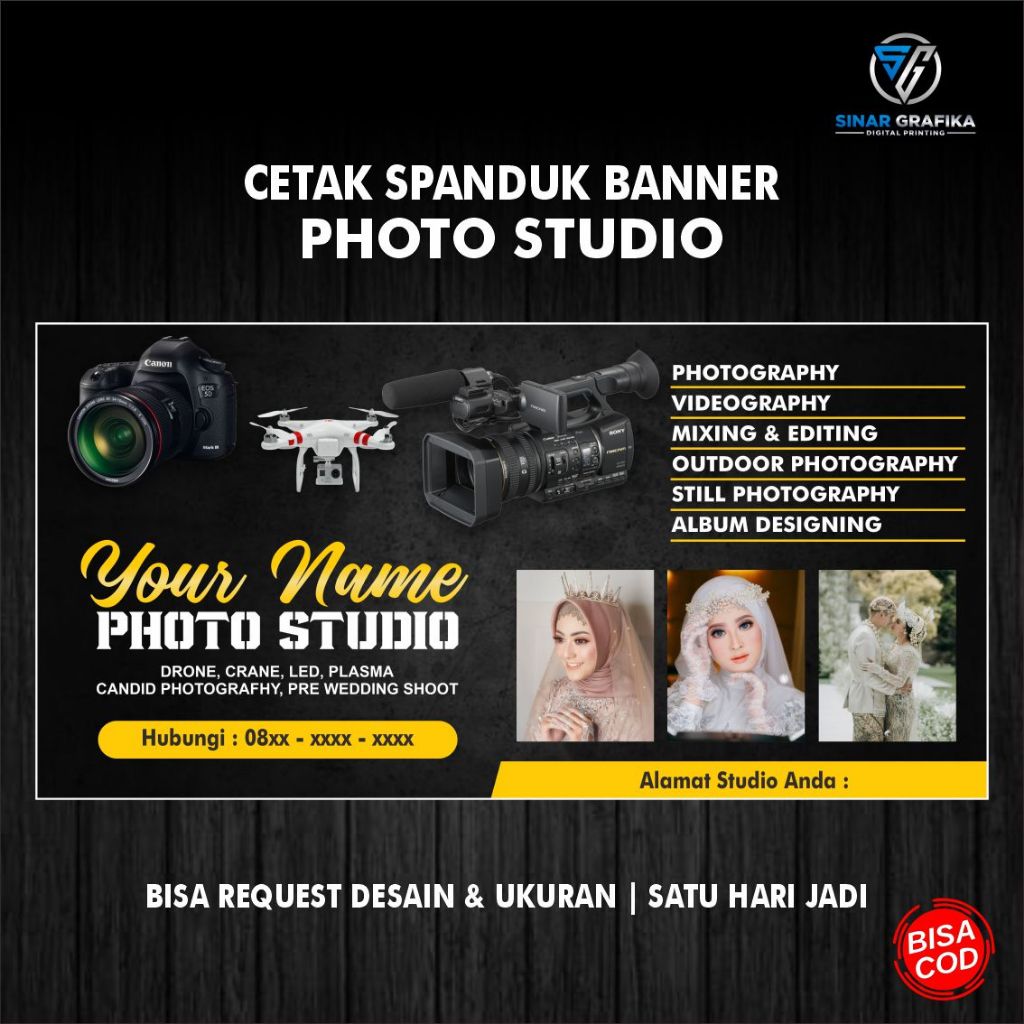 Jual Cetak Spanduk Banner Photo Studio / Bisa Request Desain Free ...