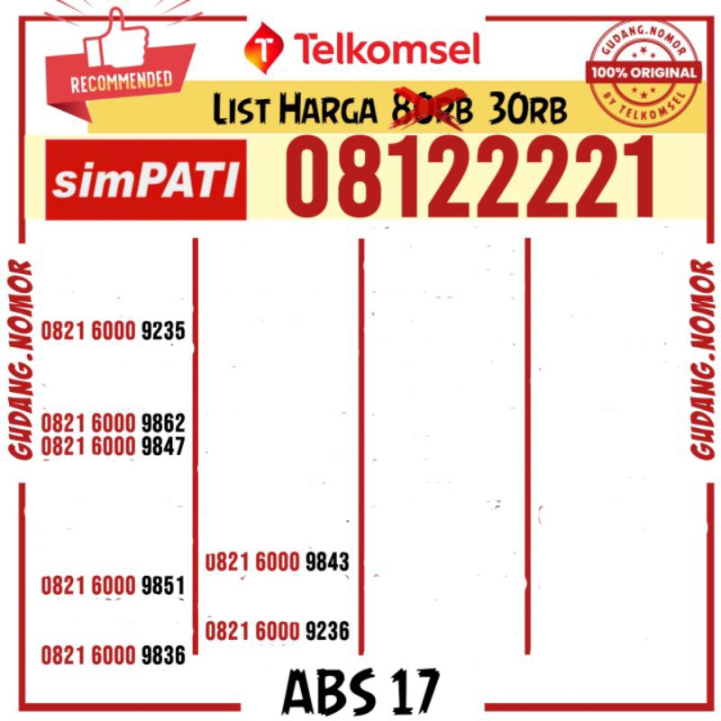 Jual Nomor Cantik Telkomsel Simpati 4G LTE Sim Card Nomor Cantik ...