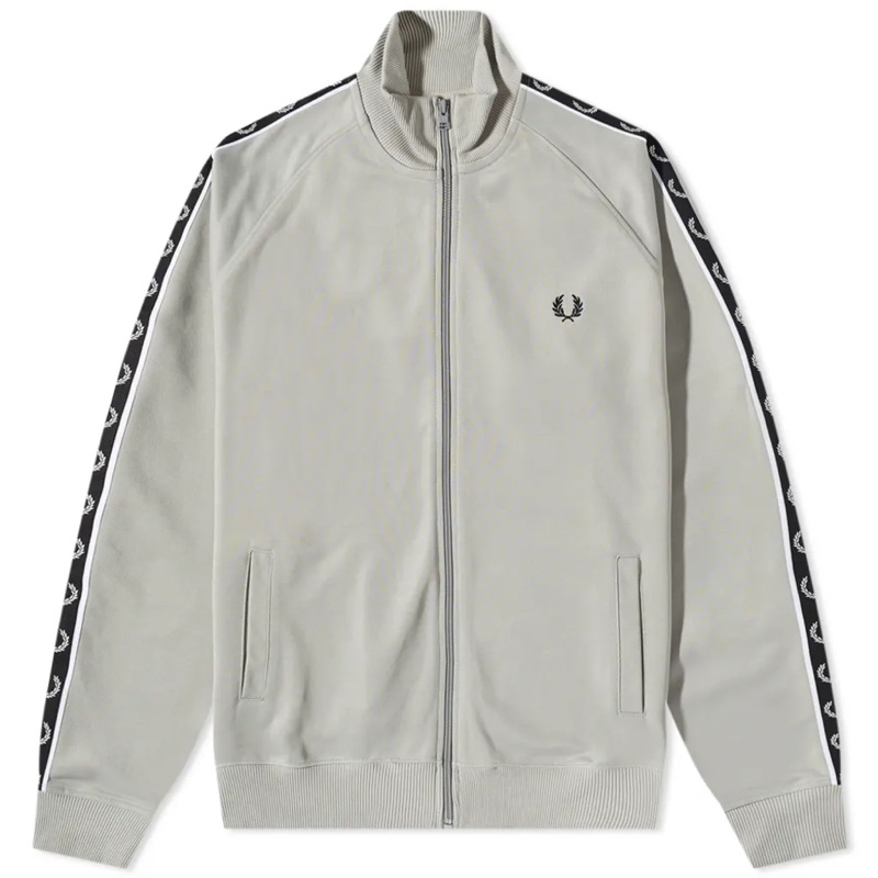 Jual Fred Perry Contrast Taped Tracktop Jacket Original In Oyster Grey ...
