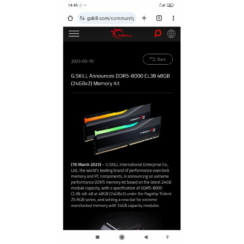 Jual G.SKILL Announces DDR5-8000 CL38 48GB (24GBx2) Memory Kit | Shopee ...
