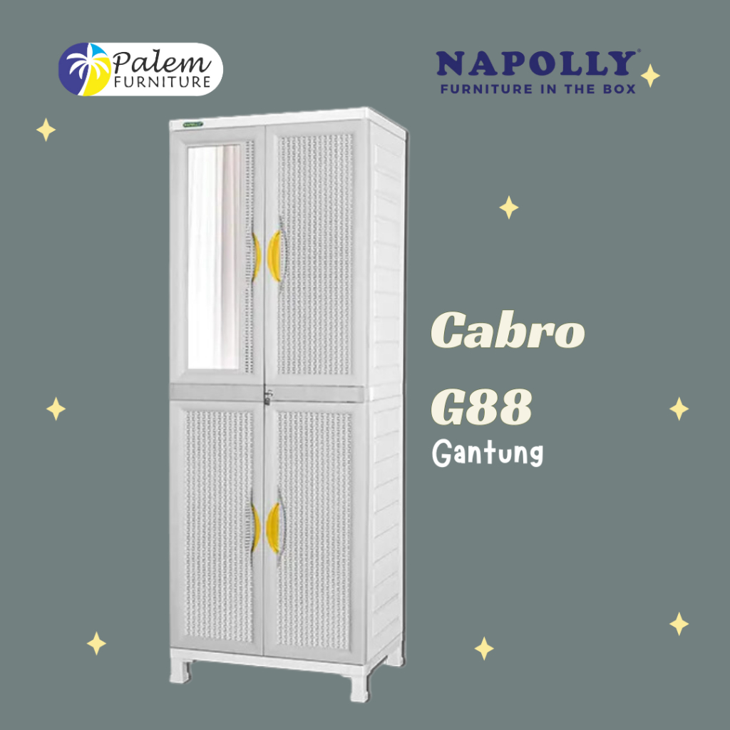 Jual LEMARI PAKAIAN SERBAGUNA LEMARI PLASTIK NAPOLLY CABRO G88 RAK GANTUNG KACA | Shopee Indonesia