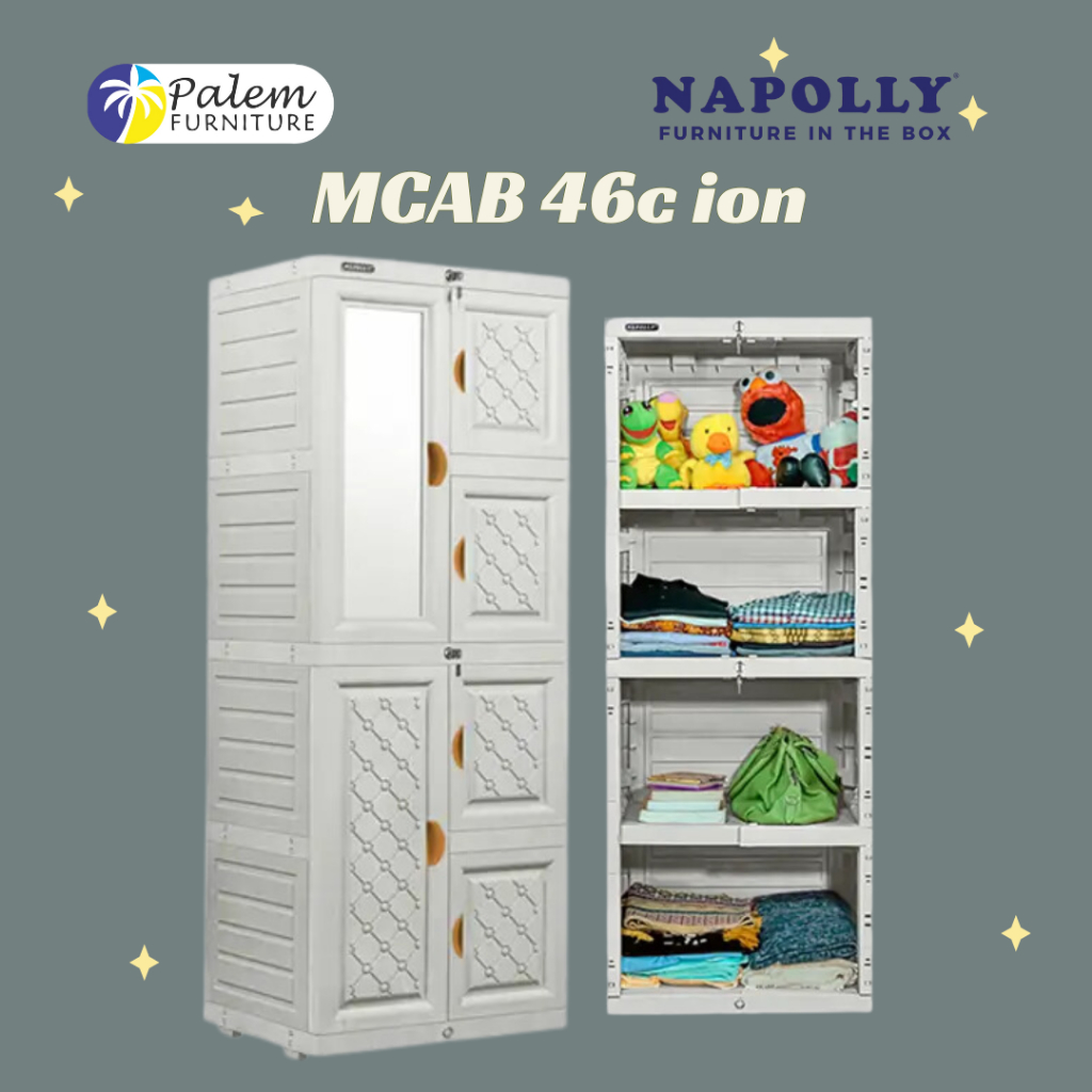 Jual NAPOLLY LEMARI PLASTIK LEMARI PAKAIAN MINICAB MCAB 46 CERMIN ION ...