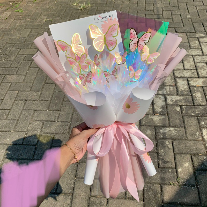 Jual Bouquet Butterfly Led Hologram l buket kupu-kupu lampu led hadiah ...