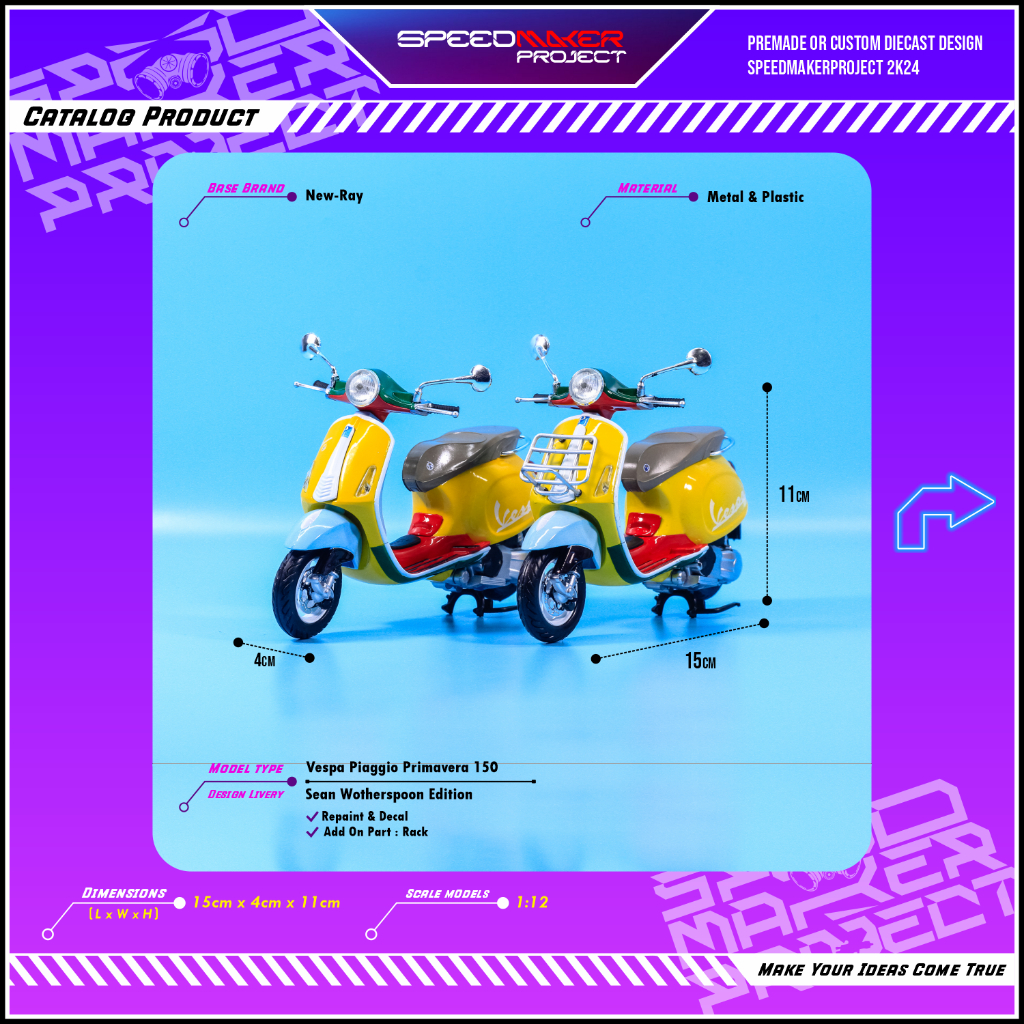 Jual Newray Custom Vespa Primavera 150 Sean Wotherspoon Diecast ...