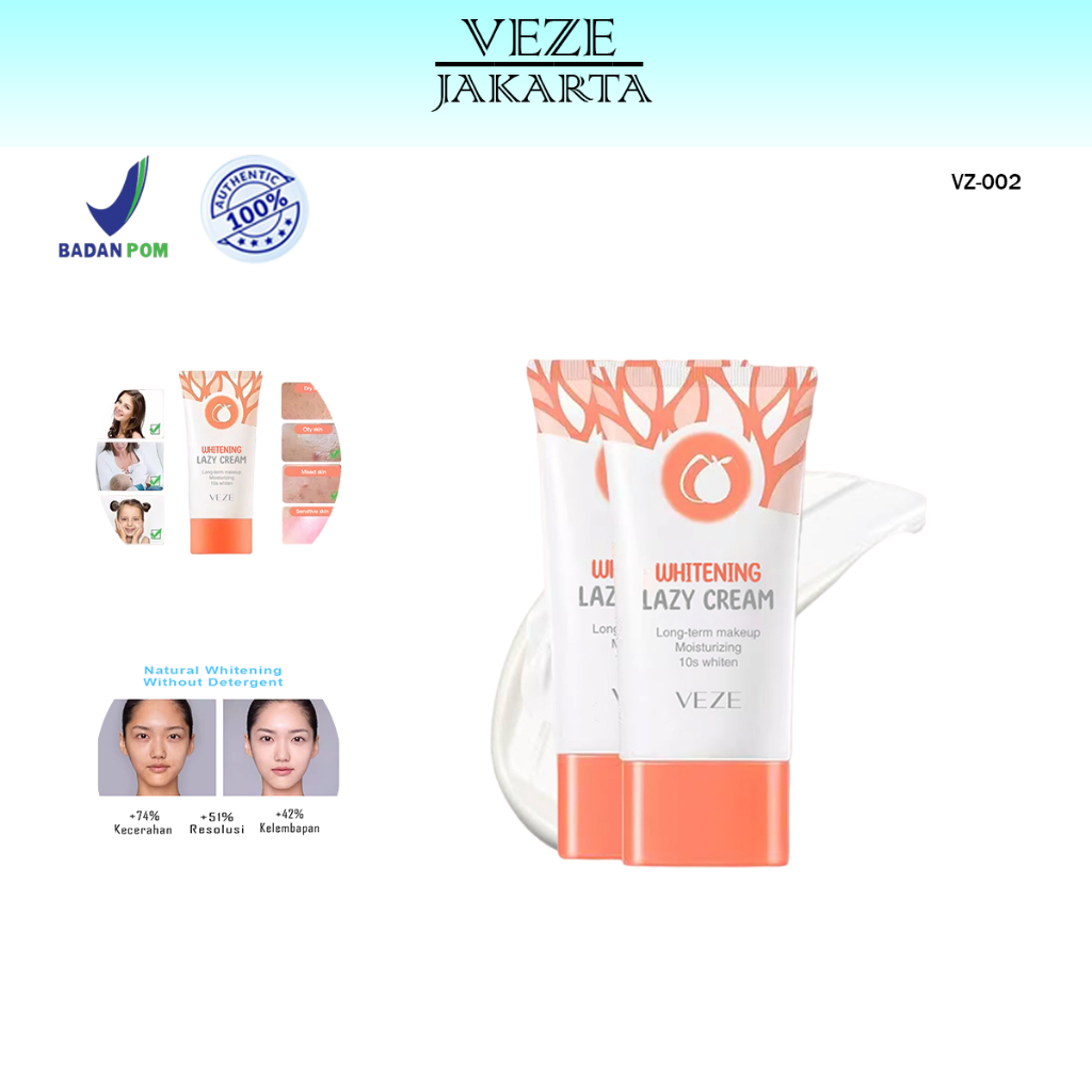 Jual BPOM VEZE Whitening Lazy Cream pelembab wajah perawatan wajah ...