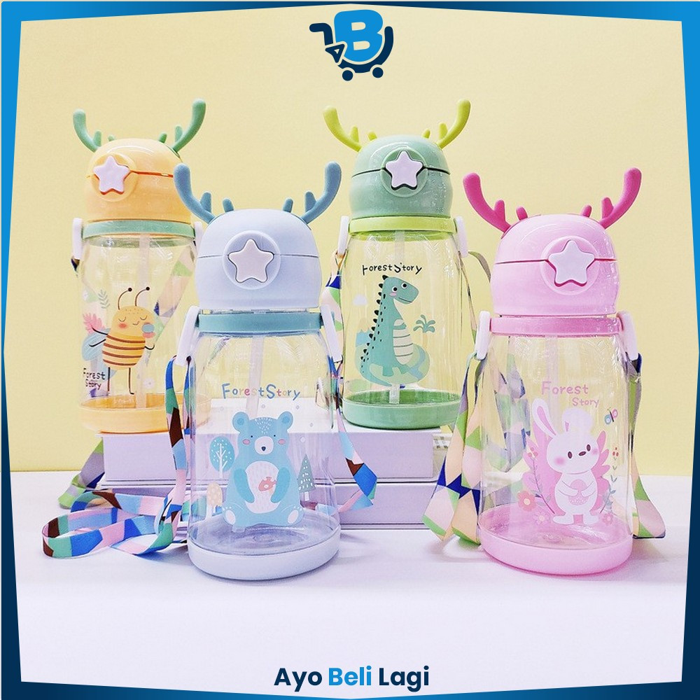 Jual Botol Air Minum Anak BPA FREE dengan Sedotan 610ml Model Tanduk Rusa Lucu / Botol Minum ...