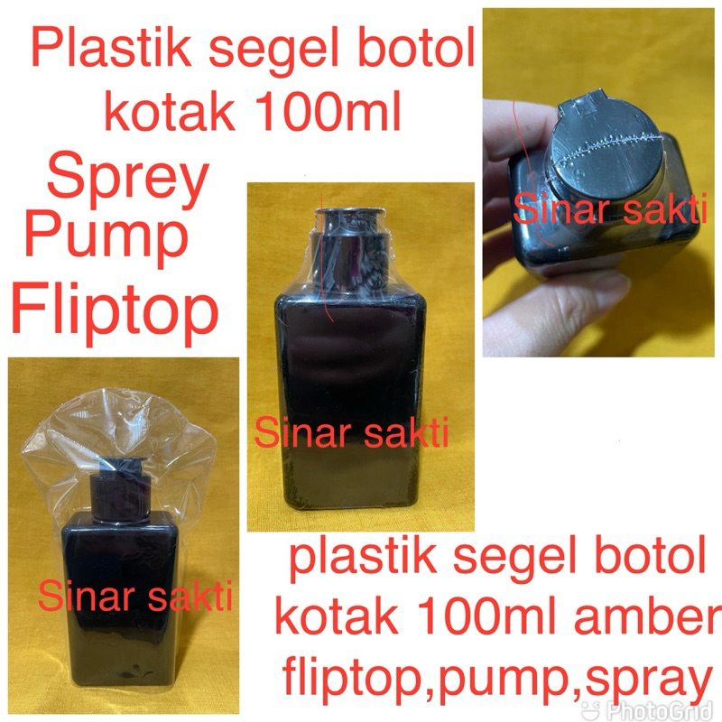 Jual plastik segel botol kotak 100ml fliptop pump trigger sprey/plastik ...