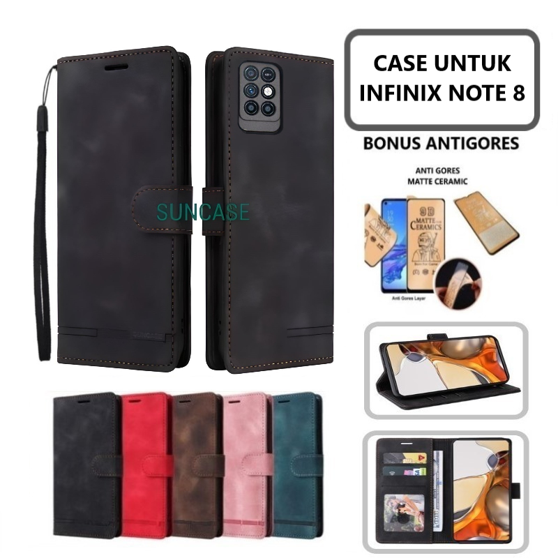 Jual CASE INFINIX NOTE 8 CASE KULIT MODEL FLIP BUKA TUTUP ADA TEMPAT ...