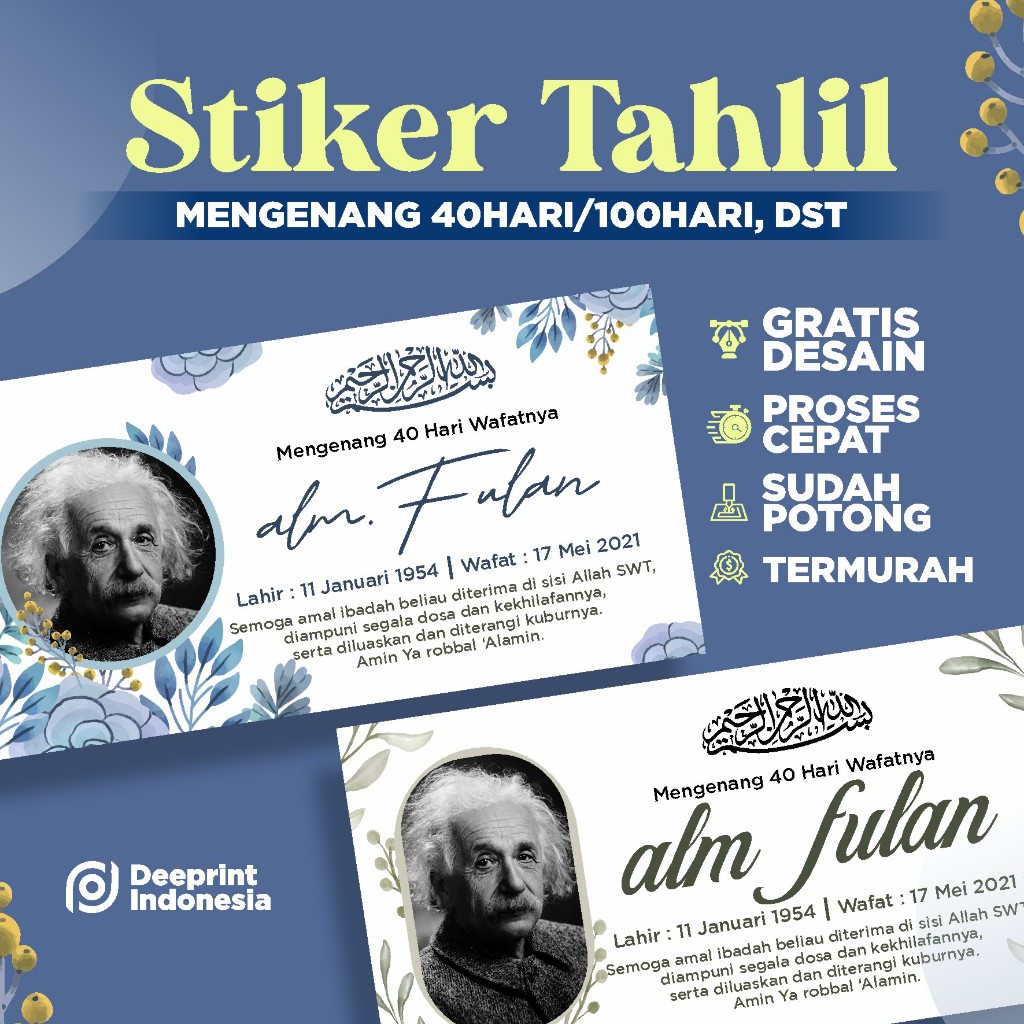 Jual Stiker Tahlil Tahlinan Pengajian Mengenang wafatnya 40 hari / 100 ...