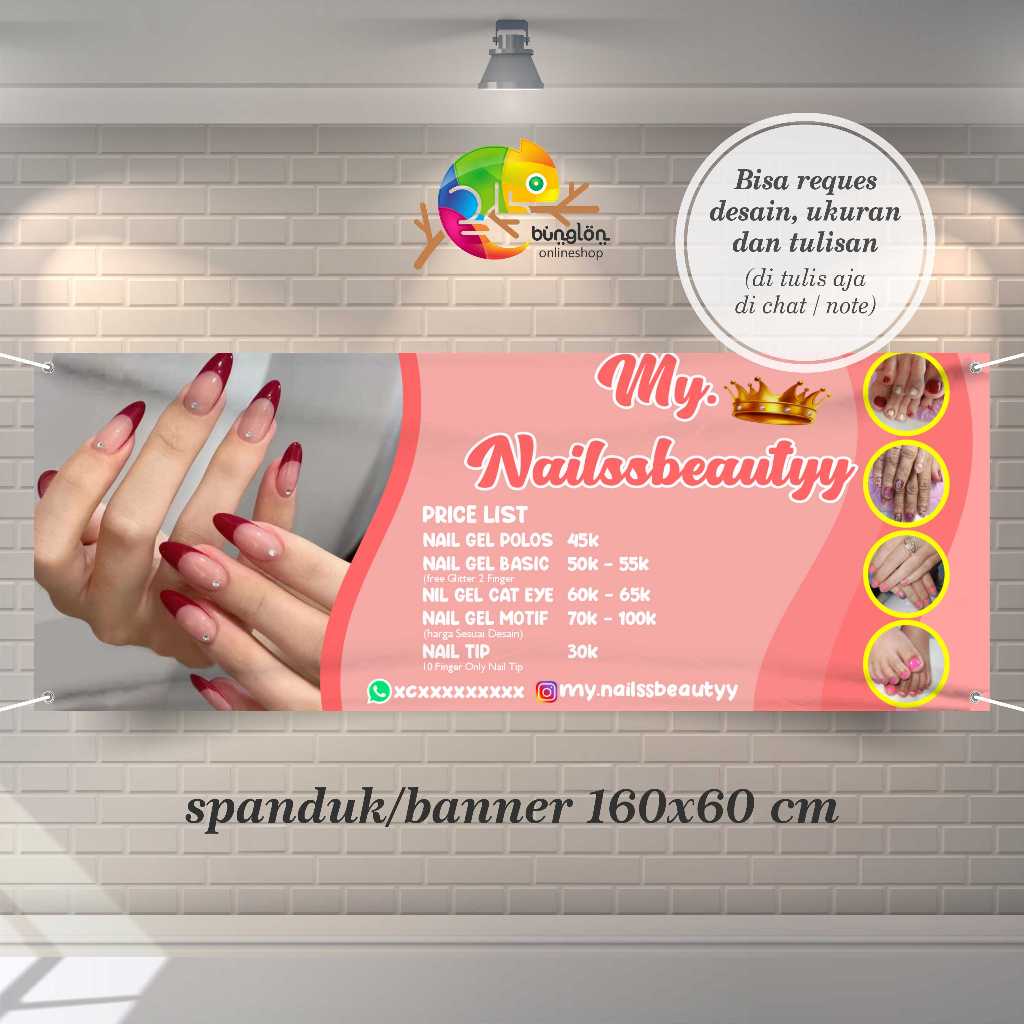 Jual Spanduk Banner Nails Beauty Free Custom Desain | Shopee Indonesia