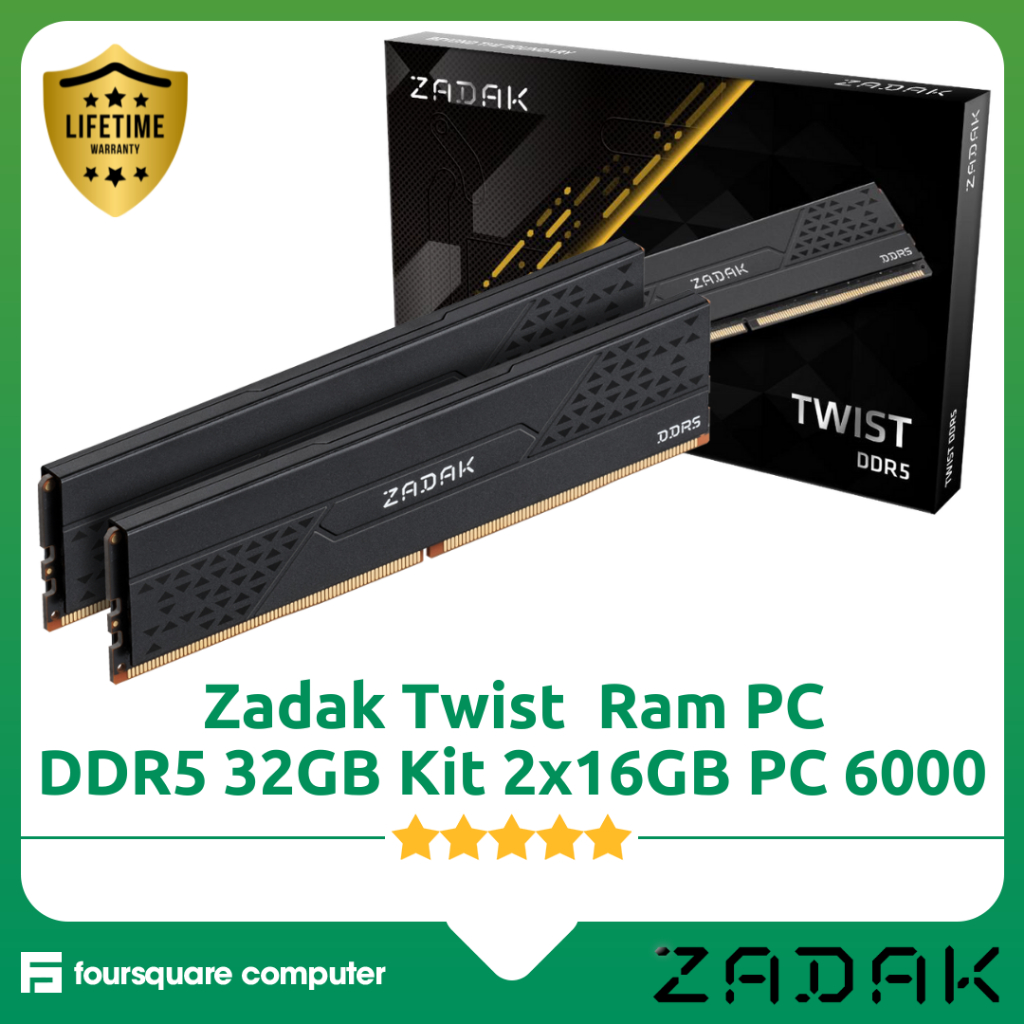 Jual Ram Zadak Twist DDR5 32GB Kit 2x16GB PC 6000 Mhz Black Memory ...