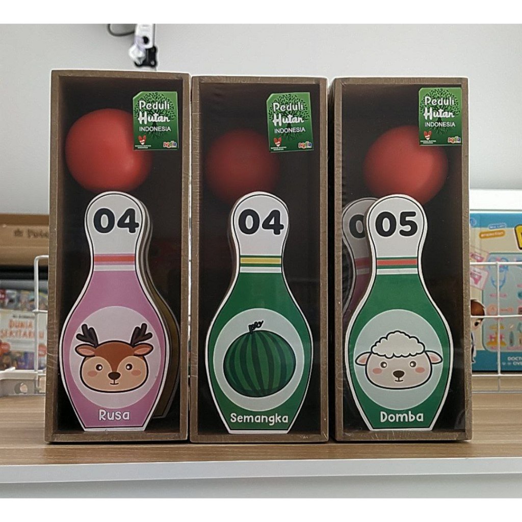 Jual Mainan kayu bowling karakter edukasi anak | Shopee Indonesia