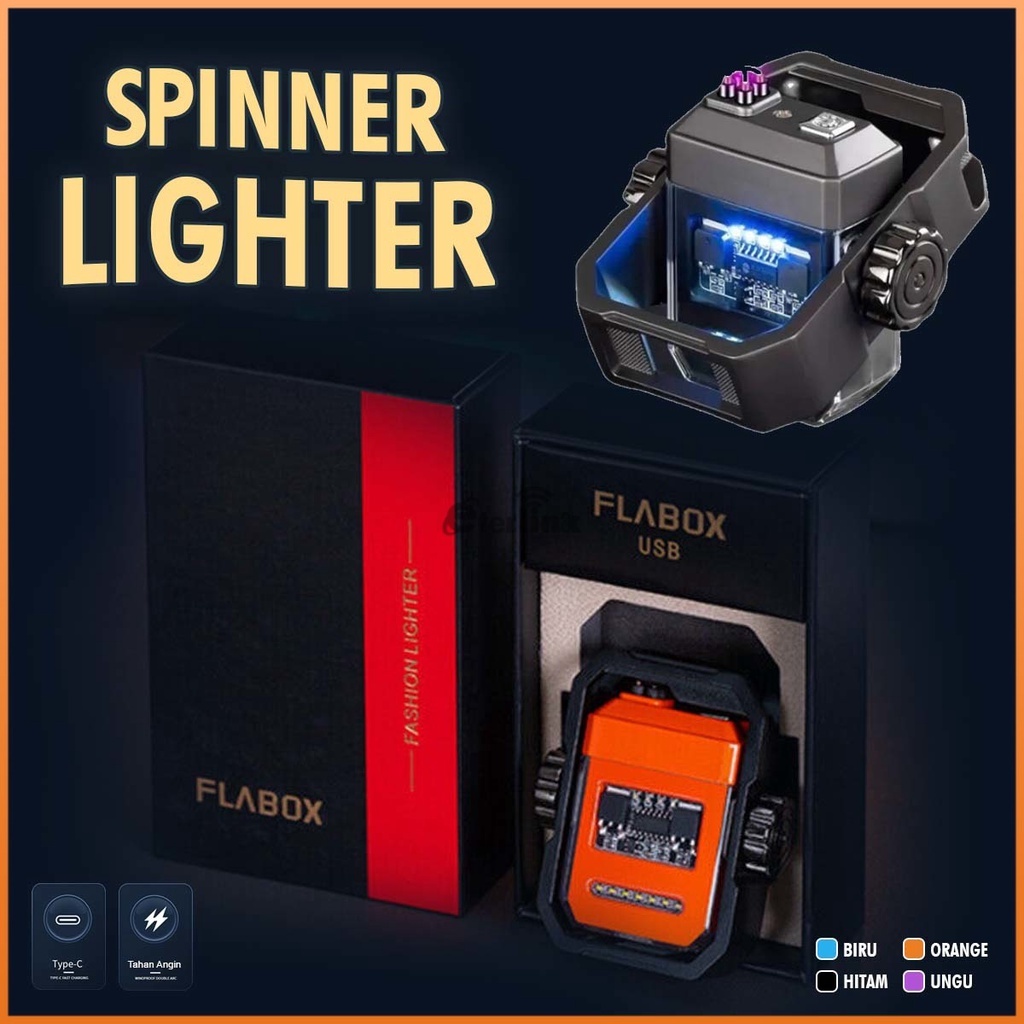 Jual Korek Api PLASMA SPINNER GEN 6 FLABOX USB Tahan Angin Dapat Diisi ...