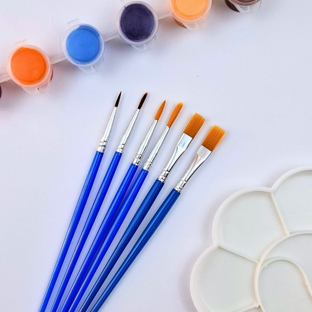 Jual KUAS LUKIS BIRU ada 3 variasi FLAT ROUND satuan Acrylic watercolor ...
